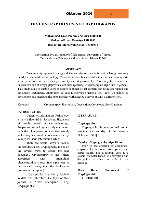 (DOC) Encryption Text Using Crypthography.docx