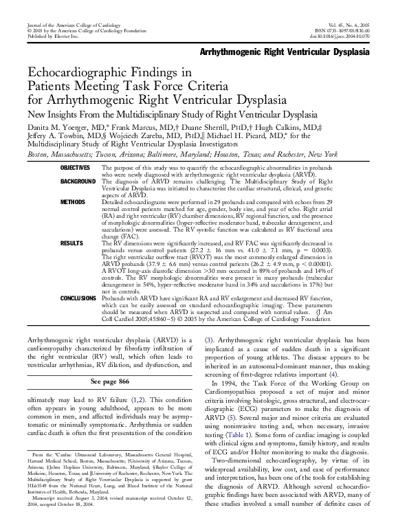 Echocardiographic findings in patients meeting task force criteria for ...