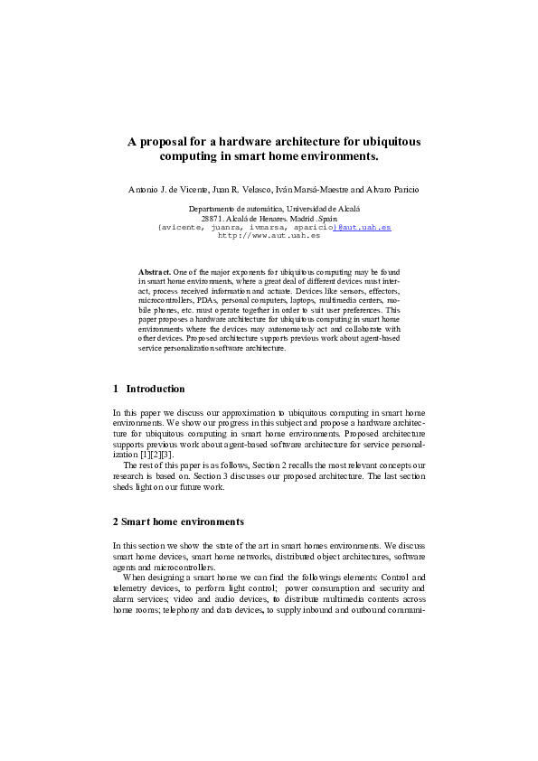 Pdf A Proposal For A Hardware Architecture For Ubiquitous Computing