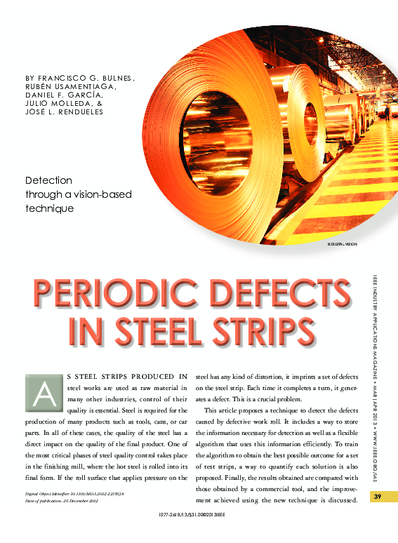 (PDF) Periodic defects in steel strips: Detection through a vision ...