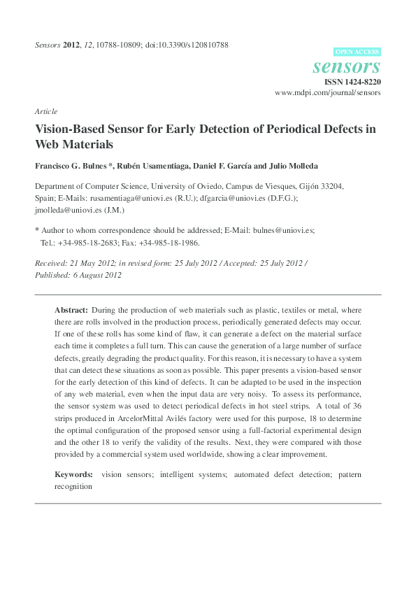 (PDF) Vision-Based Sensor for Early Detection of Periodical Defects in ...