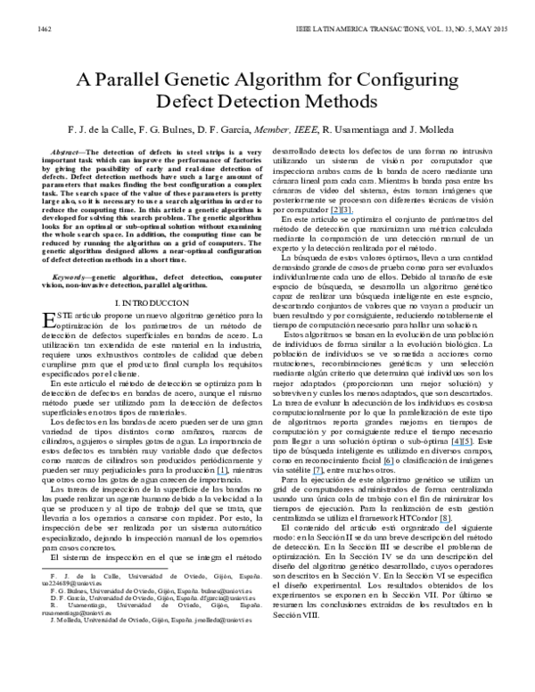 (PDF) A Parallel Genetic Algorithm for Configuring Defect Detection Methods