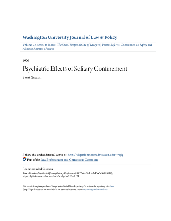 (PDF) Psychiatric Effects of Solitary Confinement