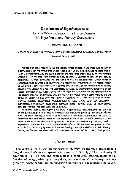 (PDF) Distribution of eigenfrequencies for the wave equation in a ...