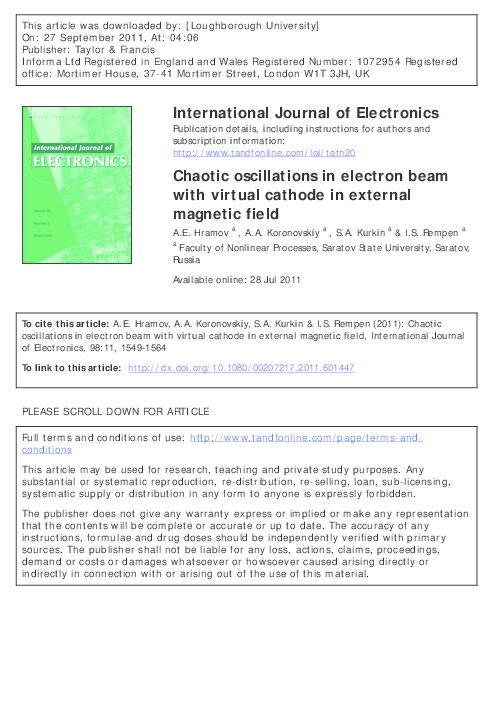 (PDF) Chaotic oscillations in electron beam with virtual cathode in ...