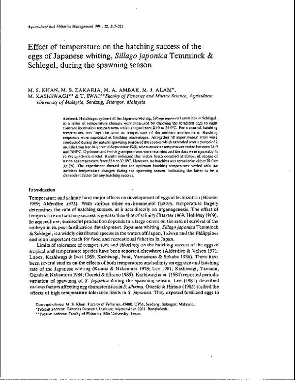 (PDF) Effect of temperature on the hatching success of the eggs of ...