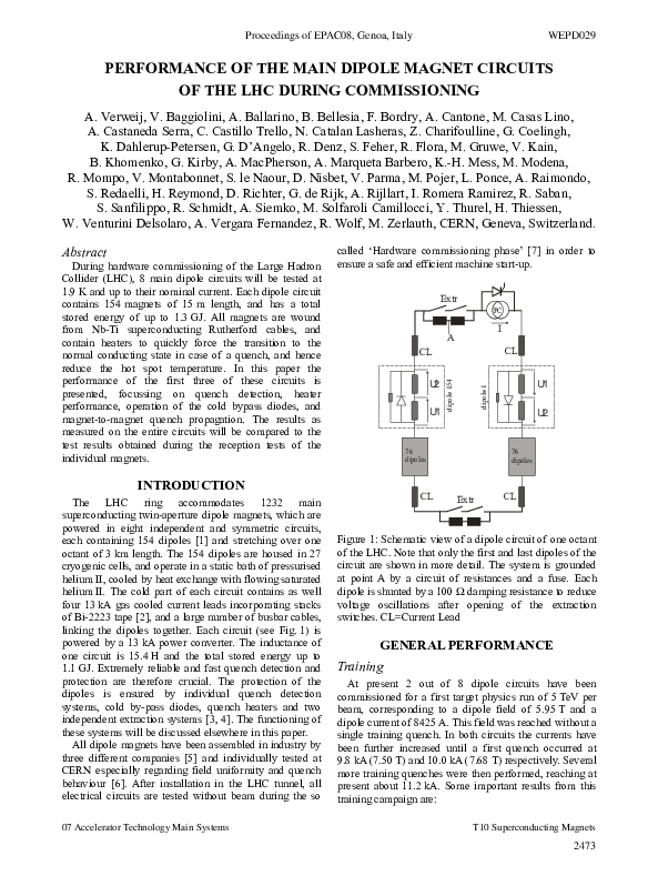 Pdf Performance Of The Main Dipole Magnet Circuits Of The Lhc During Commissioning