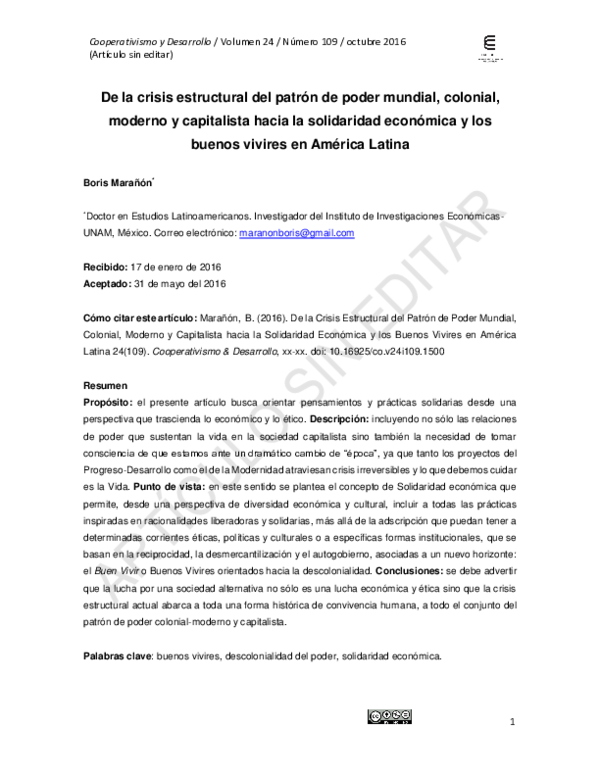 (PDF) De la crisis estructural del patrón de poder mundial, colonial ...