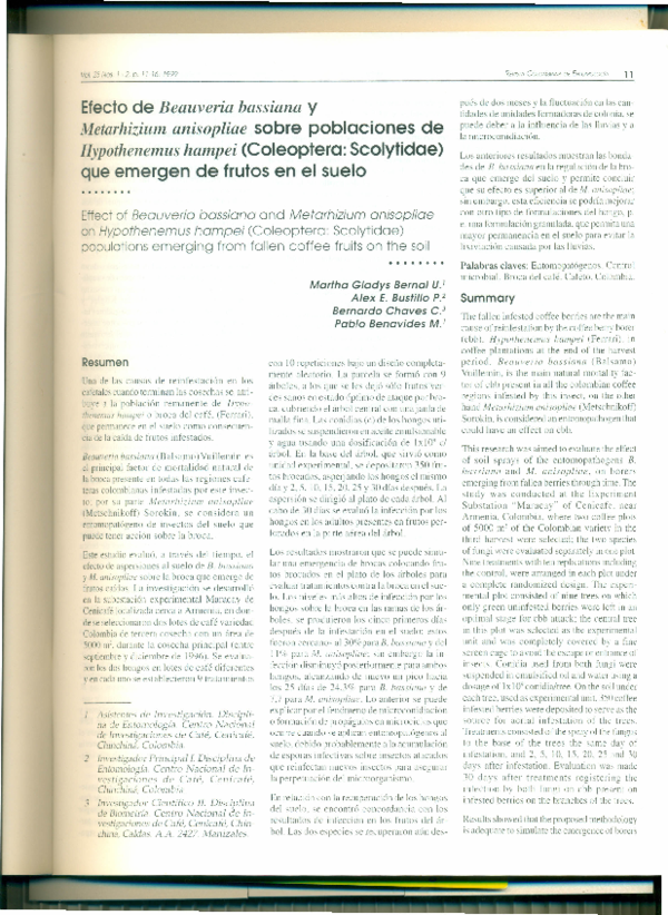 (PDF) Efecto de Beauveria bassiana y Metarhizium anisopliae sobre el ...