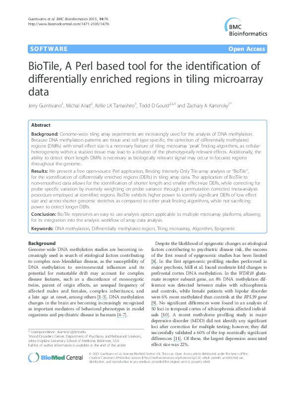 (PDF) BioTile, A Perl based tool for the identification of differentially enriched regions in ...