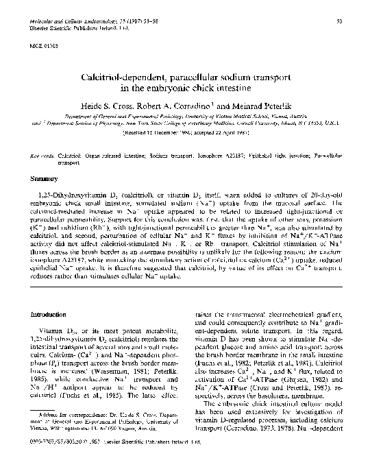 (PDF) Calcitriol-dependent, paracellular sodium transport in the ...