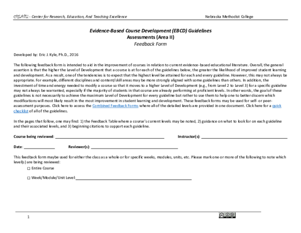 (PDF) Evidence-Based Course Development (EBCD) Guidelines - Assessments