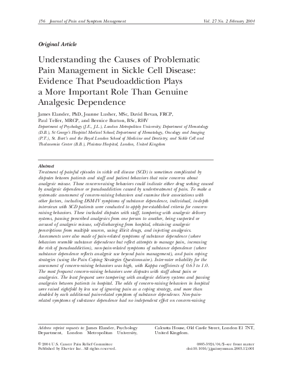(PDF) Understanding the causes of problematic pain management in sickle ...