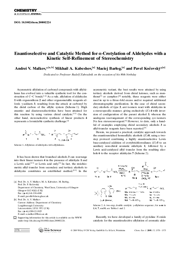 (PDF) Enantioselective and Catalytic Method for α-Crotylation of ...