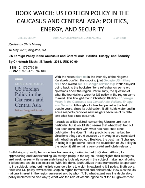 (PDF) Review: US Foreign Policy in the Caucasus and Central Asia ...