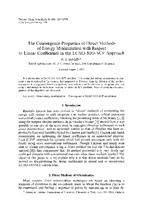 Pdf The Convergence Properties Of Direct Methods Of Energy Minimization With Respect To Linear