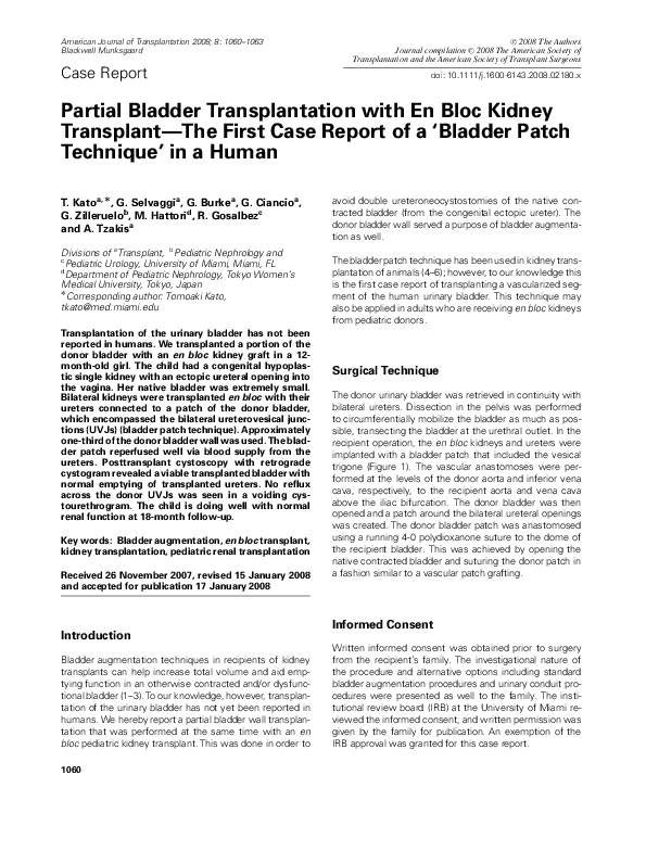 (PDF) Partial Bladder Transplantation with En Bloc Kidney Transplant ...