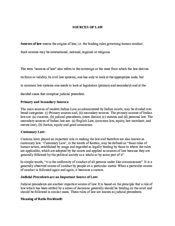 (DOC) SOURCES OF LAw