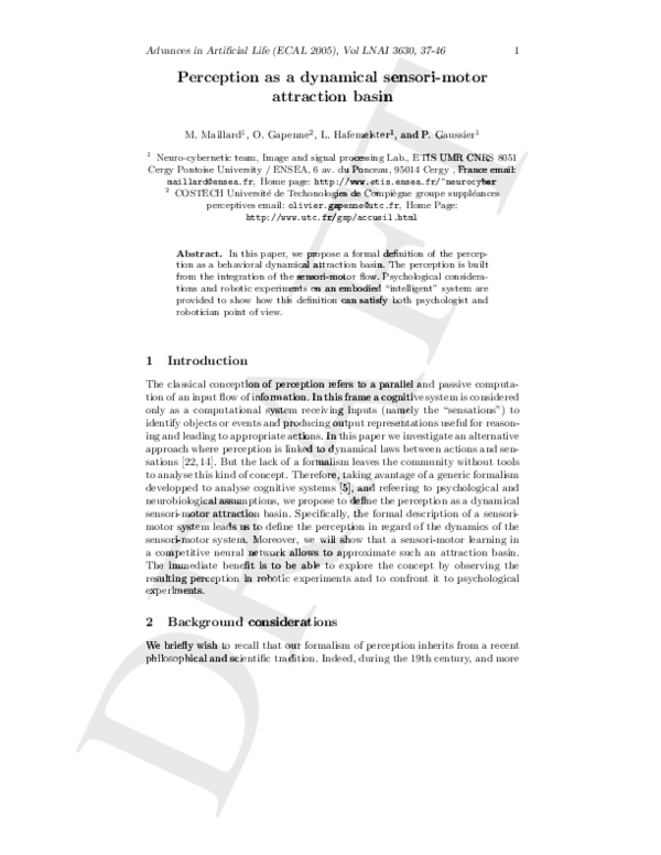 (PDF) Perception as a Dynamical SensoriMotor Attraction Basin