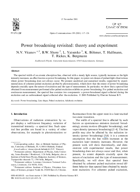 (PDF) Power broadening revisited: theory and experiment