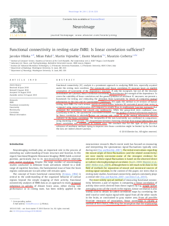 (PDF) Functional connectivity in resting-state fMRI: Is linear ...