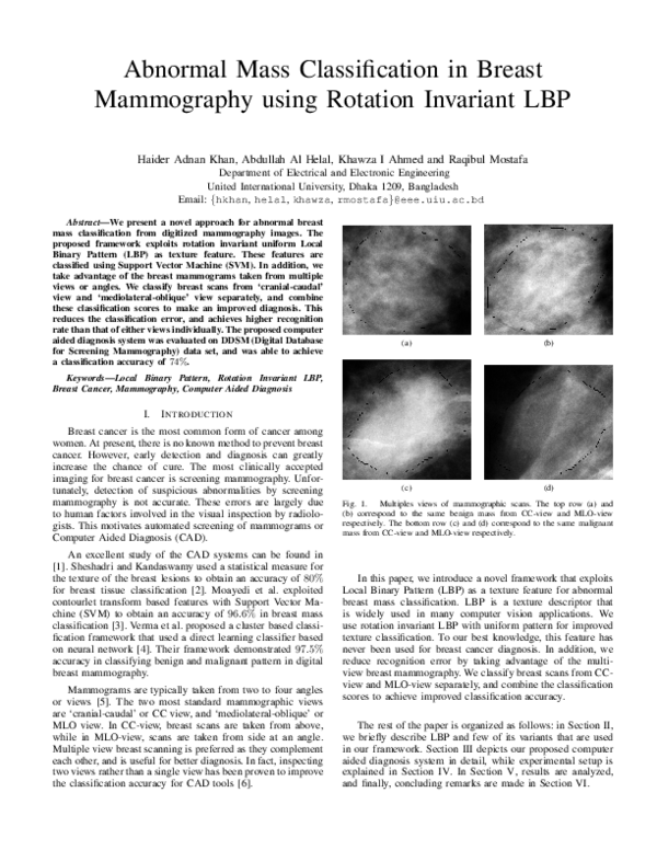(PDF) Abnormal Mass Classification in Breast Mammography using Rotation ...
