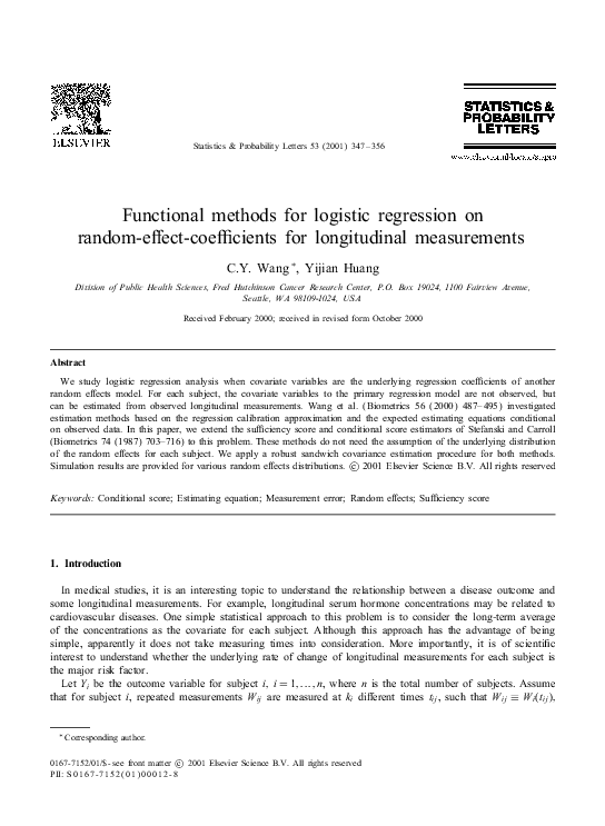 (PDF) Functional methods for logistic regression on random-effect-coefficients for longitudinal ...