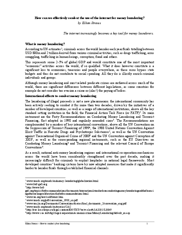 (PDF) Cyber-laundering - How can we combat money laundering over the ...