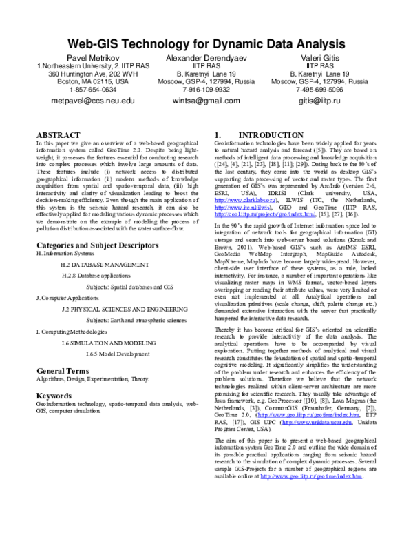 (PDF) Web-GIS technology for dynamic data analysis