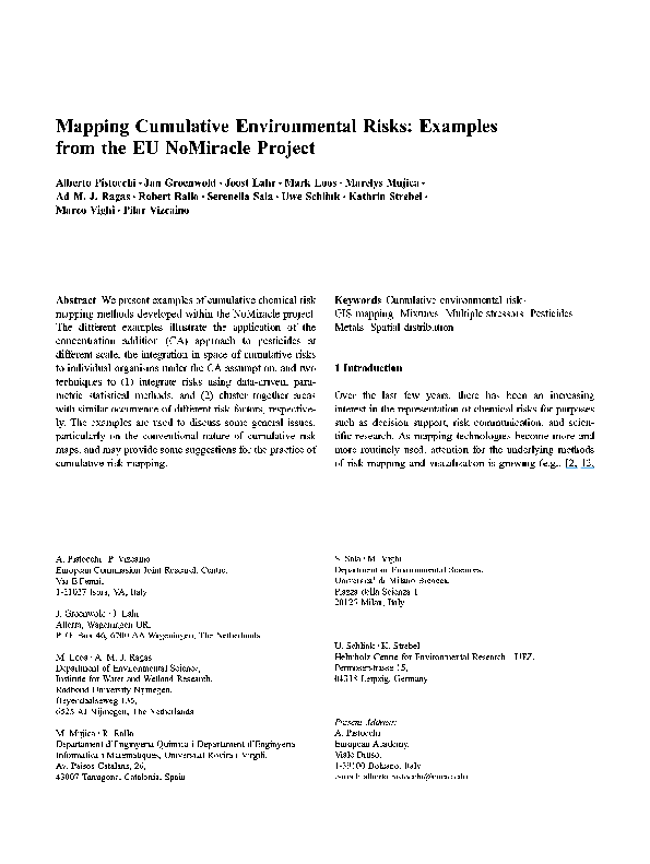 (PDF) Mapping Cumulative Environmental Risks: Examples from the EU ...