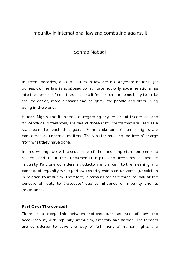 (DOC) Impunity in International Law in a glance