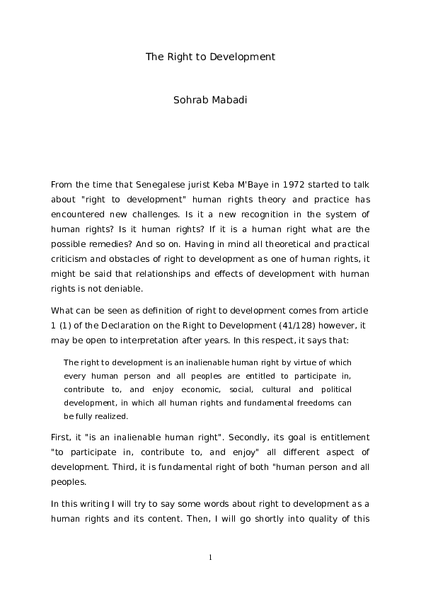 (DOC) The Right to Development