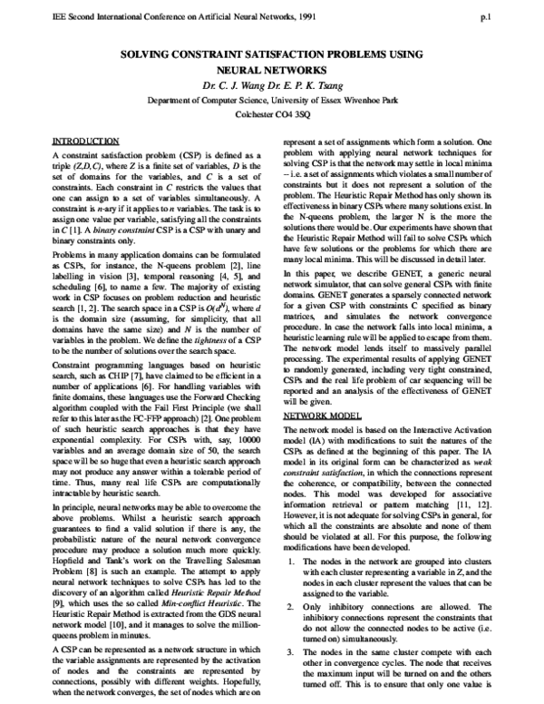 Pdf Solving Constraint Satisfaction Problems Using Genetic Algorithms