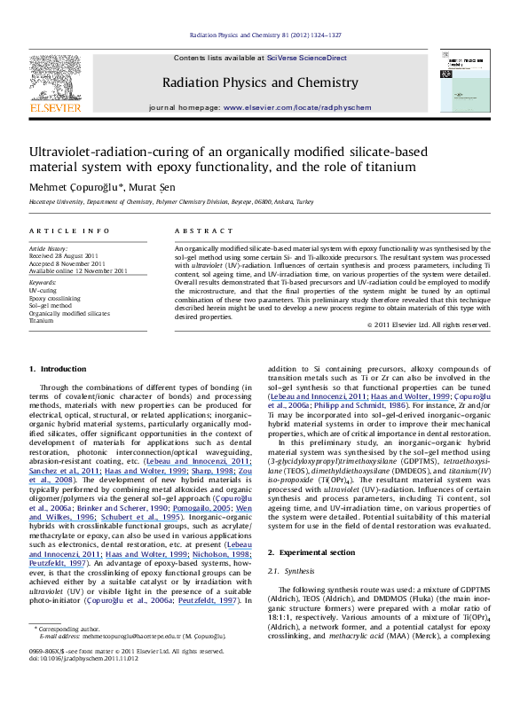 (PDF) Ultraviolet-radiation-curing of an organically modified silicate ...