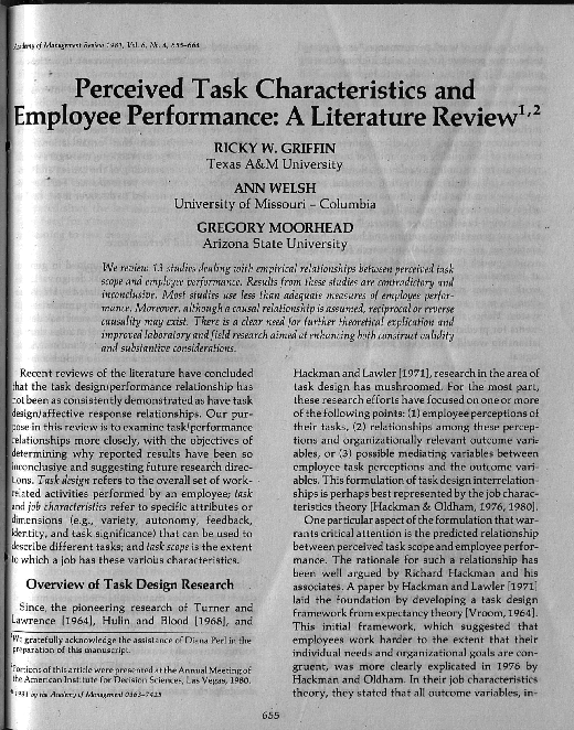 (PDF) Perceived Task Characteristics and Employee Performance: A ...
