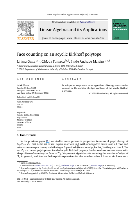 (PDF) Face counting on an Acyclic Birkhoff polytope
