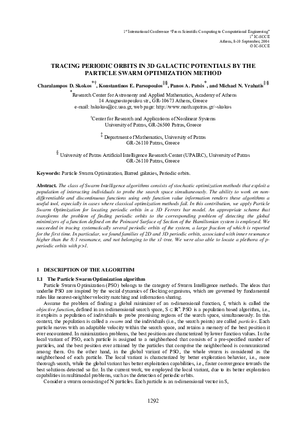 Pdf Tracing Periodic Orbits In 3d Galactic Potentials By The Particle Swarm Optimization Method
