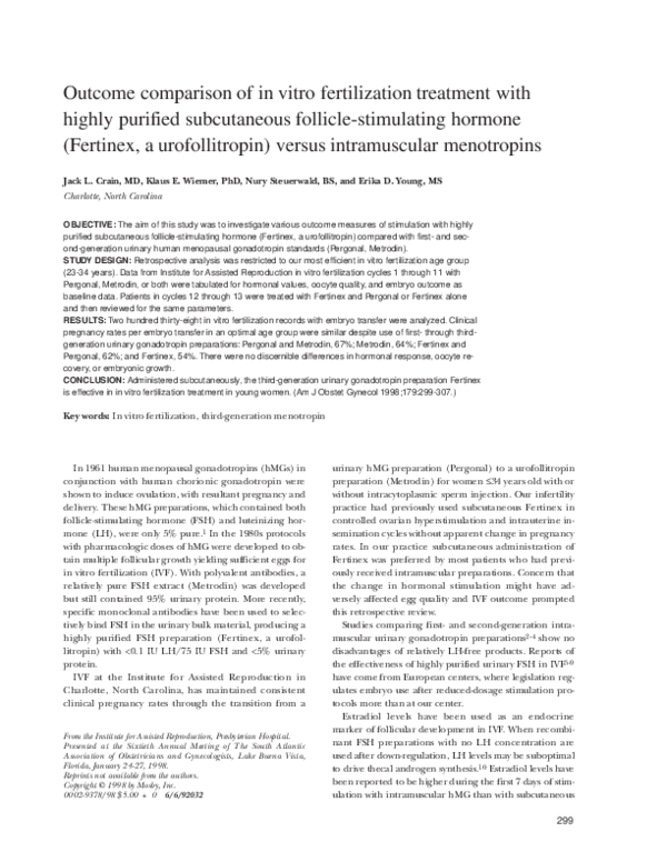 (PDF) Fertinex vs. Menotropins in IVF Outcomes
