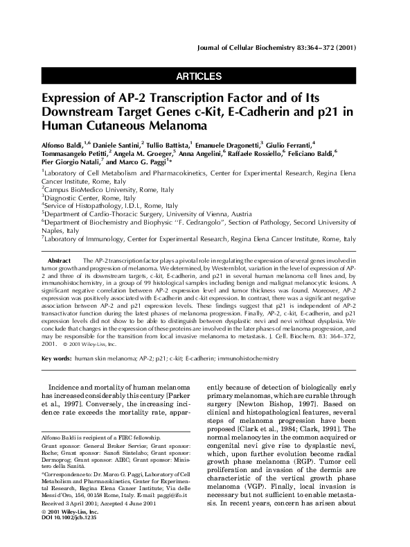 (PDF) Expression of AP2 transcription factor and of its downstream ...