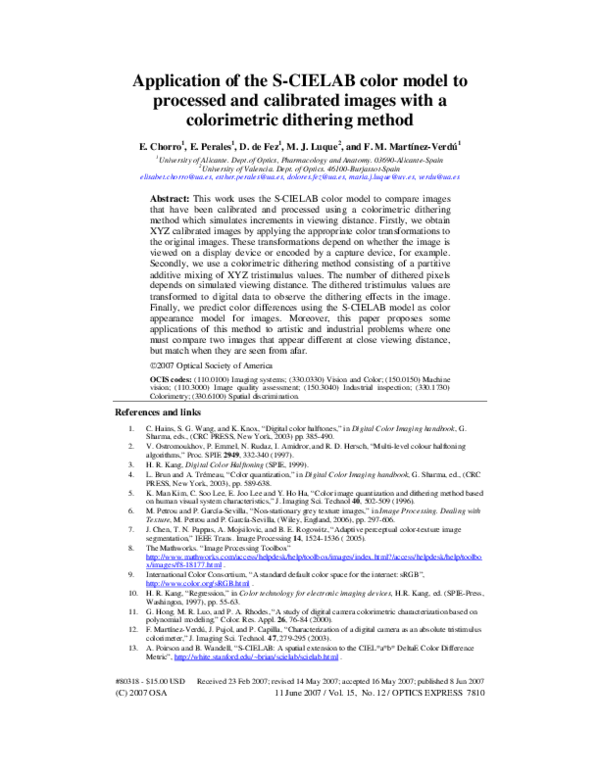 (PDF) Application of the S-CIELAB color model to processed and ...