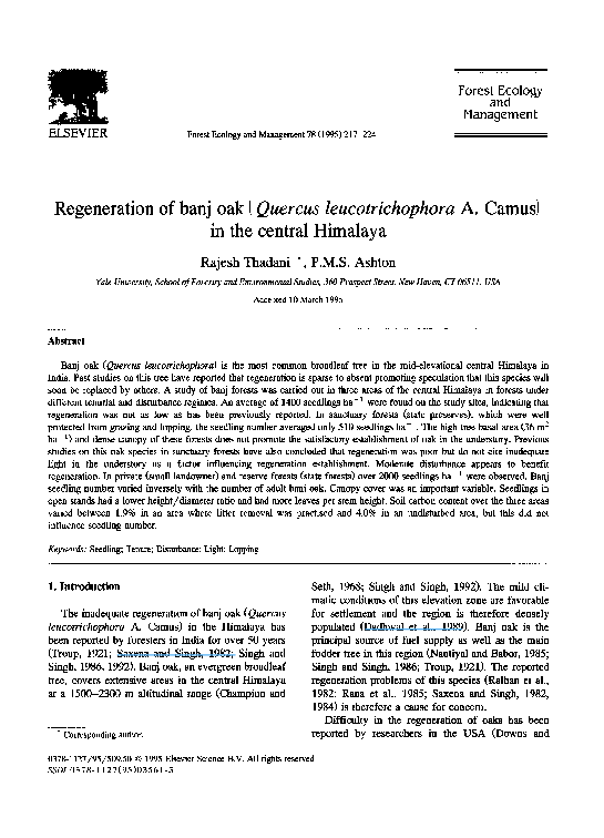 (PDF) Regeneration of banj oak ( Quercus leucotrichophora A. Camus) in ...