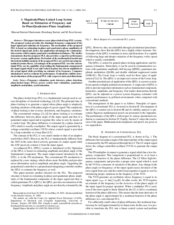 Pdf A Magnitudephase Locked Loop System Based On Estimation Of