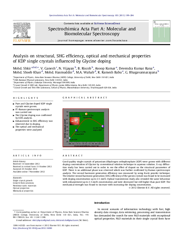 (PDF) Analysis on structural, SHG efficiency, optical and mechanical ...