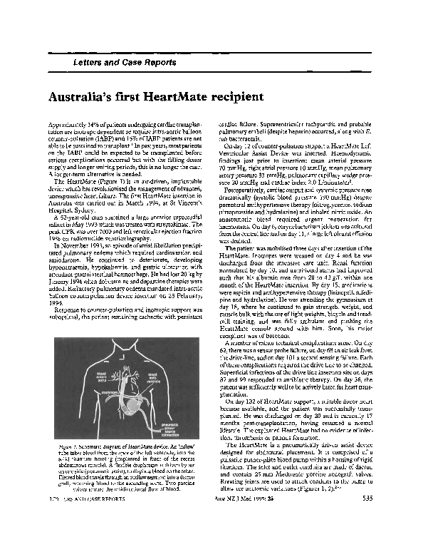 (PDF) Australia's first HeartMate recipient