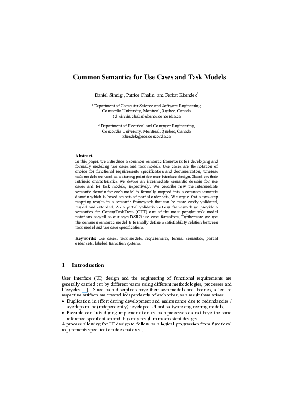 Pdf Common Semantics For Use Cases And Task Models