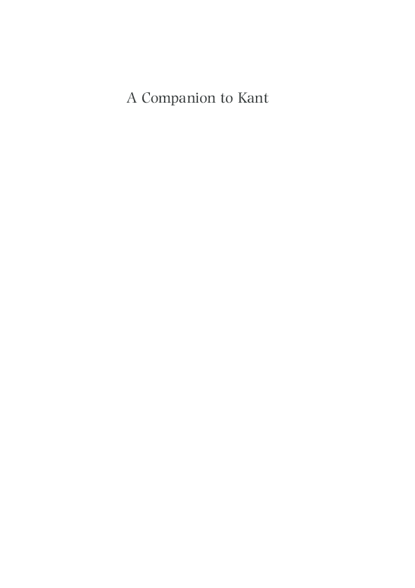 (PDF) A Companion to Kant