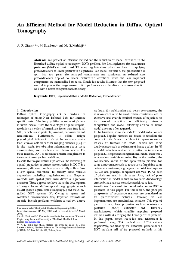 (PDF) An efficient method for model refinement in diffuse optical tomography