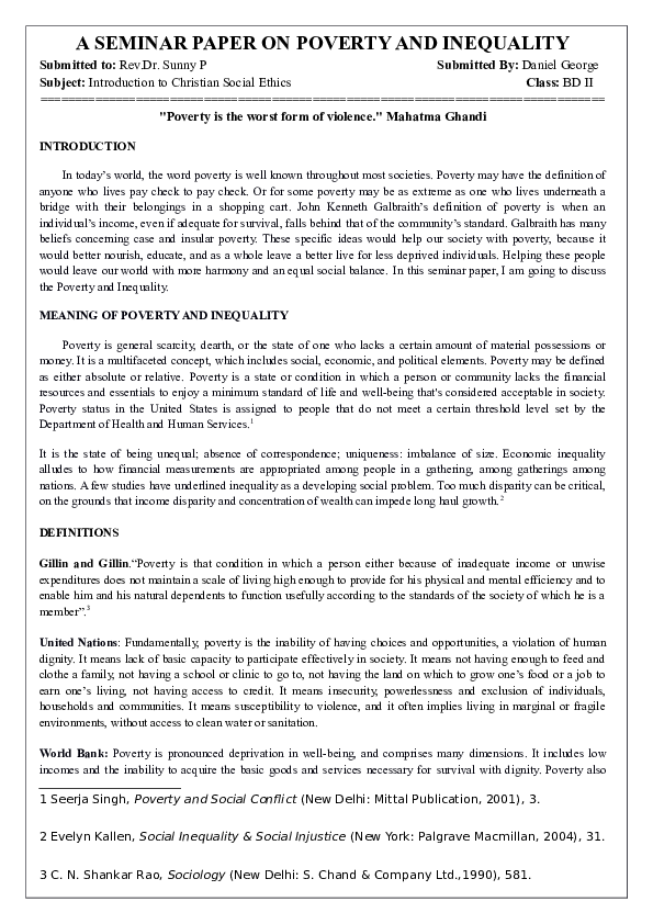 (DOC) A SEMINAR PAPER ON POVERTY AND INEQUALITY
