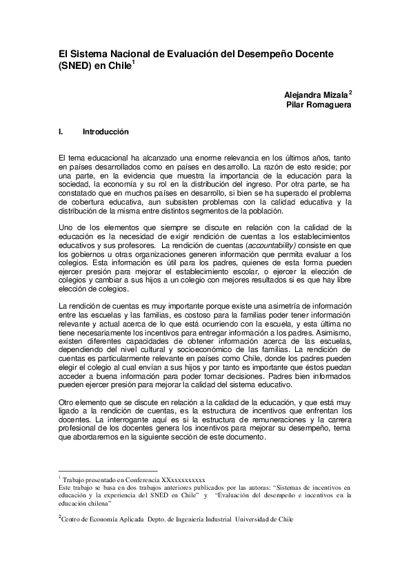 (PDF) El Sistema Nacional de Evaluaci n del Desempe o Docente (SNED) en Chile
