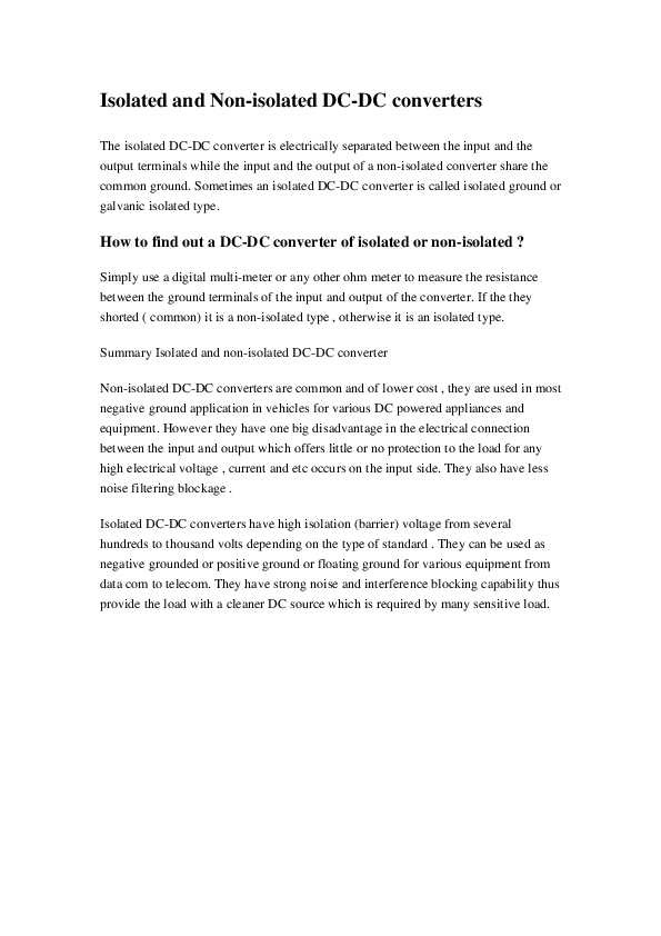 (PDF) Isolated and Non-isolated DC-DC converters